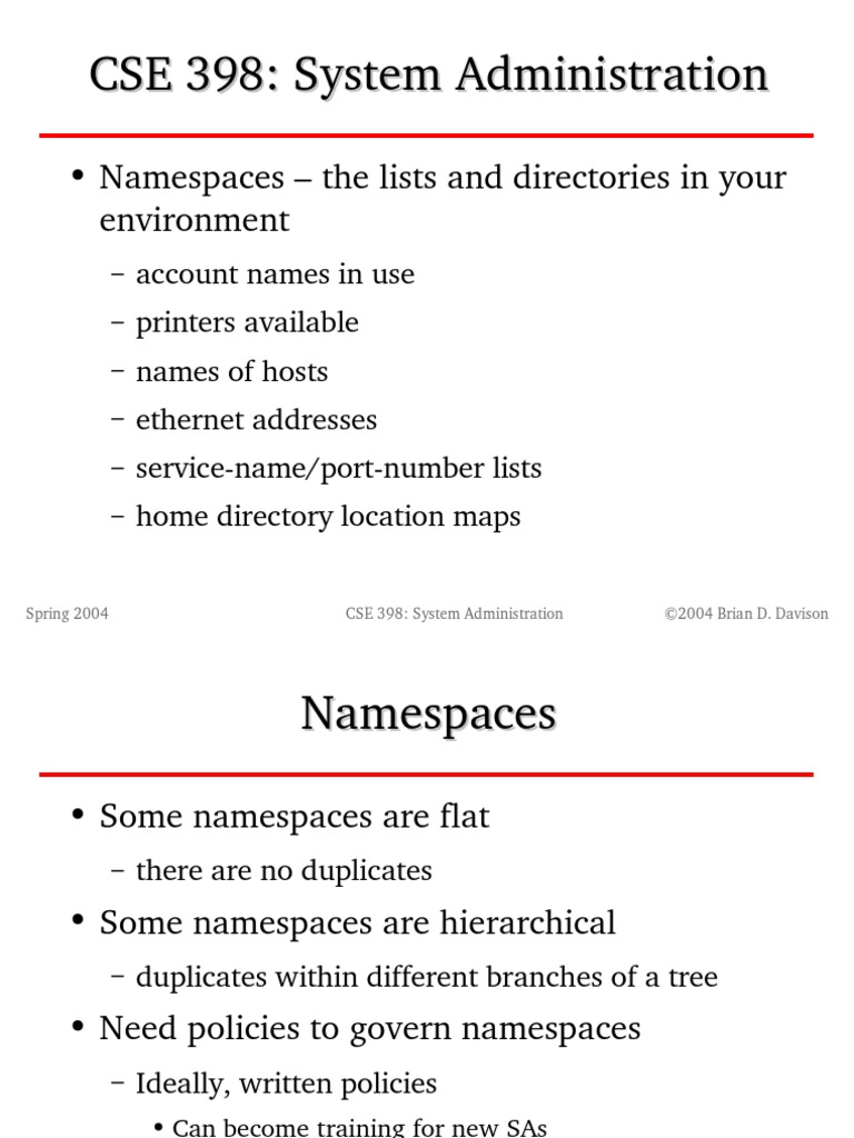 CSE 398: System Administration | PDF | Namespace | Radius