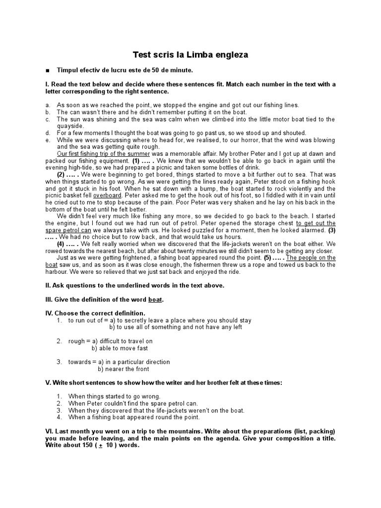 Test Scris La Limba Engleza | PDF | Poetry