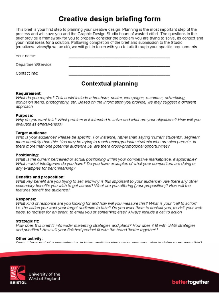 Design Brief Form | PDF | Target Audience | Design