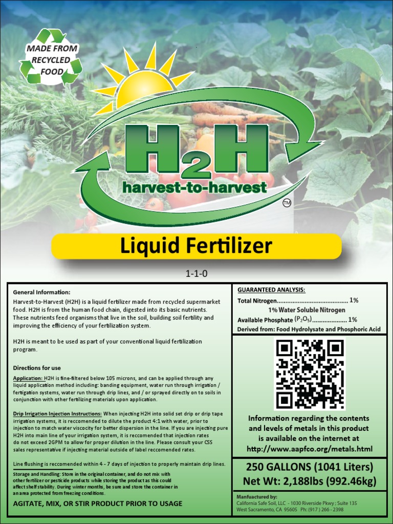 Harvest To Harvest Liquid Fertilizer Label | PDF