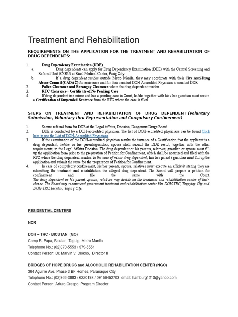 Drug Rehabilitation Requirements Guide | PDF | Substance Abuse | Drug ...