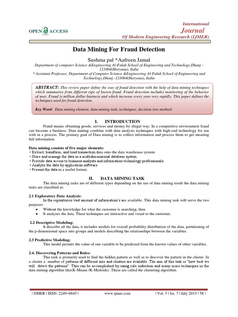 Data Mining For Fraud Detection | PDF | Cluster Analysis | Data Mining