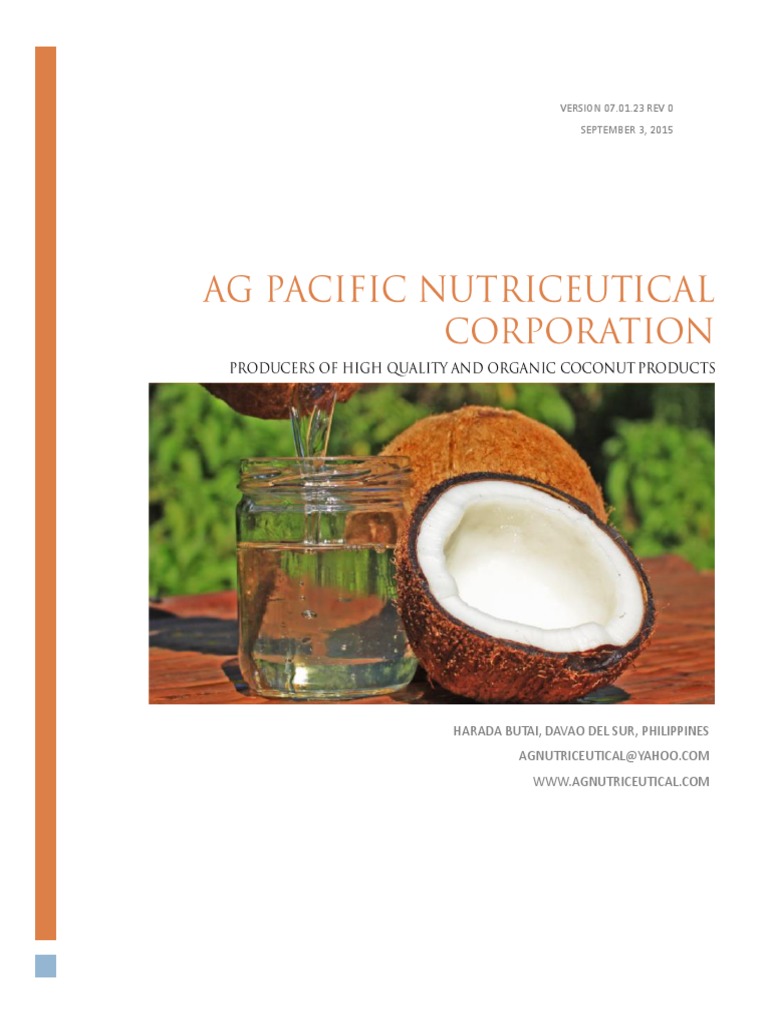 AG Pacific Nutriceutical Profile | PDF | Coconut Oil | Odor