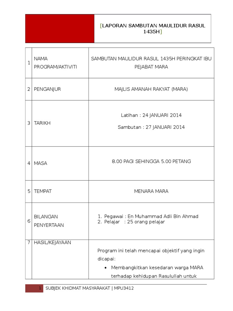 CONTOH LAPORAN Khidmat Masyarakat | PDF