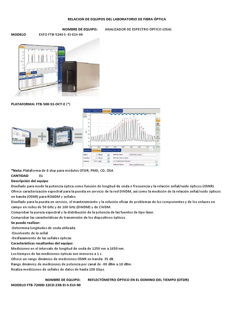 Equipos para Un Lab de Fibras Opticas | PDF | Multiplexación por División de Longitud de Onda ...