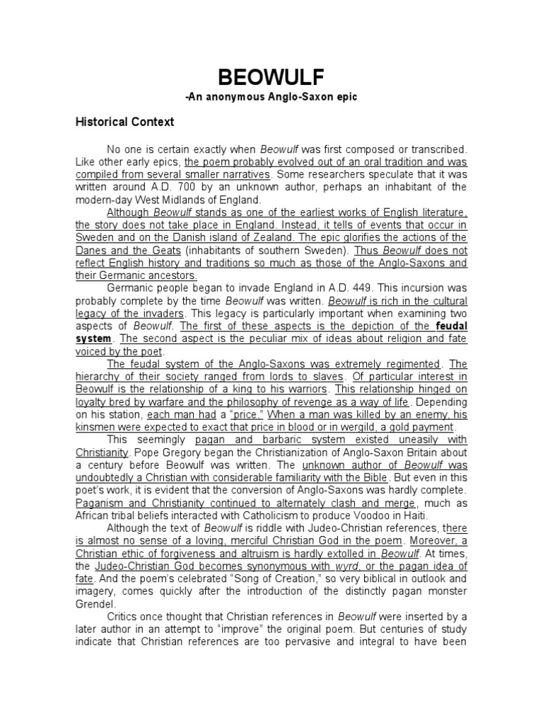 Beowulf Notes | PDF | Beowulf | Poetry