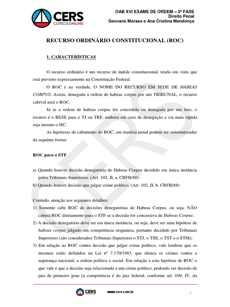 Total 52 Imagem Modelo De Recurso Ordinário Constitucional Br