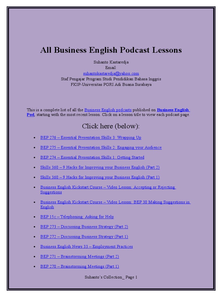 All Business English Podcast Lessons | PDF | Job Interview | Negotiation