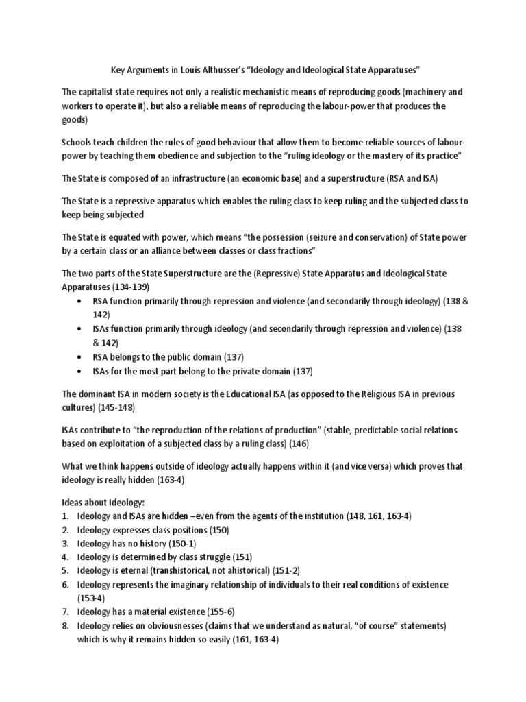 Louis Althusser Ideology and Ideological State Apparatuses | PDF ...