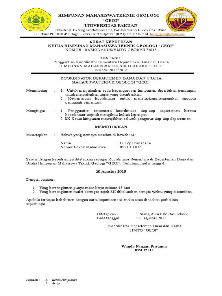 Contoh Surat Keputusan | PDF