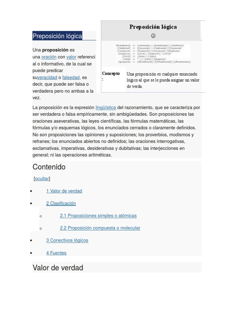 Preposición Lógica Simple y Compuesta | PDF | Proposición | Oración ...