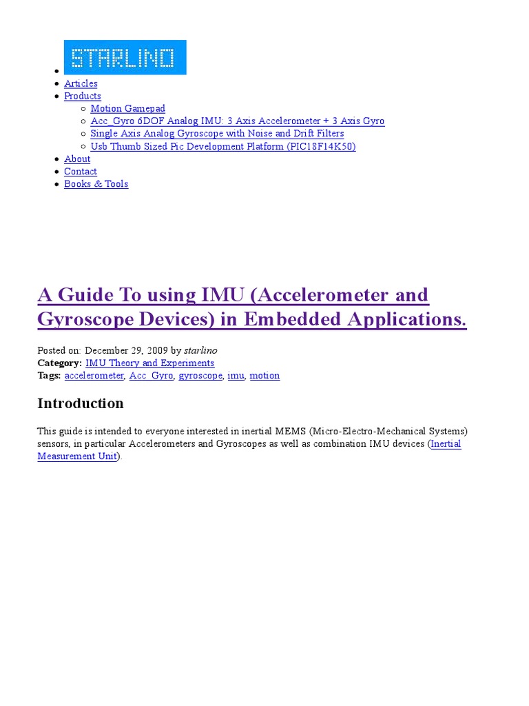 A Guide To Using IMU (Accelerometer and Gyroscope Devices) in Embedded ...