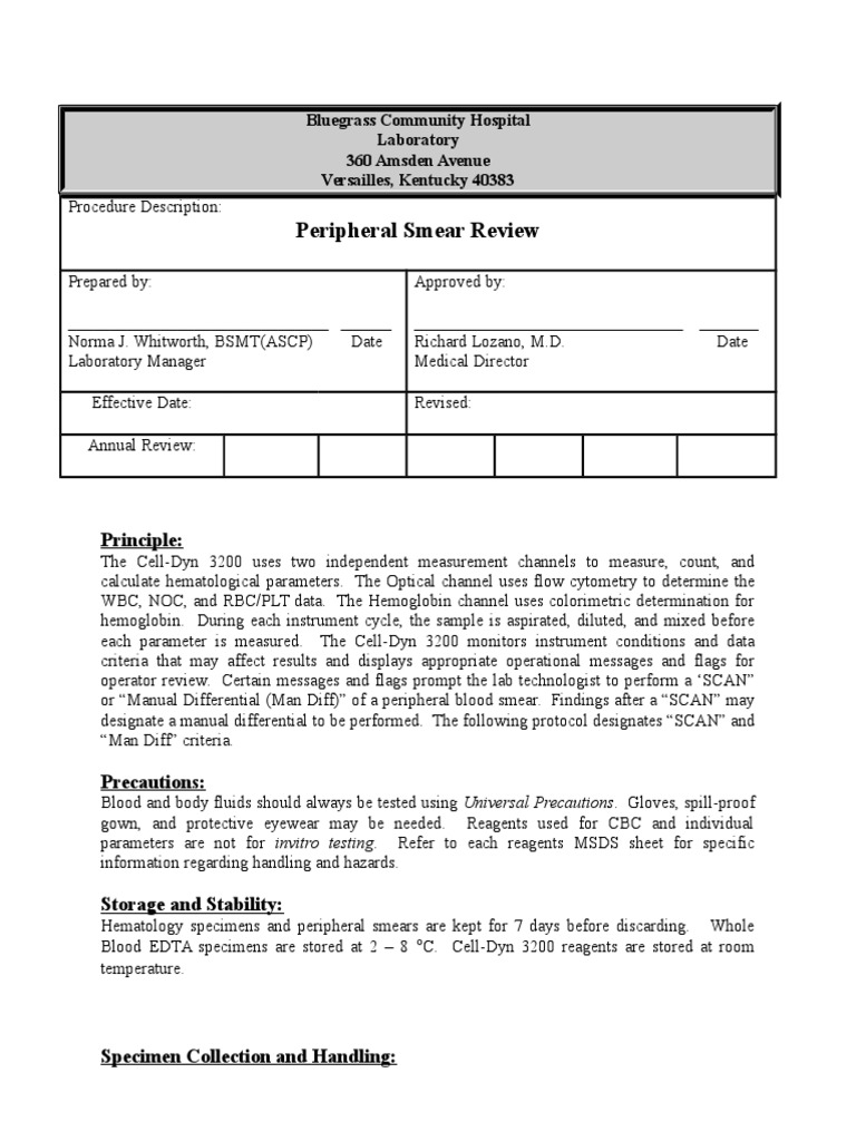 Peripheral Smear Review: Bluegrass Community Hospital Laboratory 360 ...