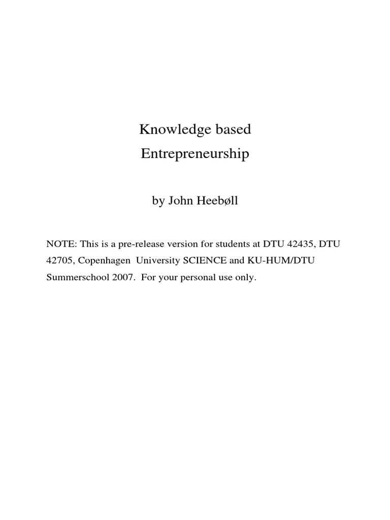 Knowledge Based Entrepreneurship | PDF | Startup Company | Small ...
