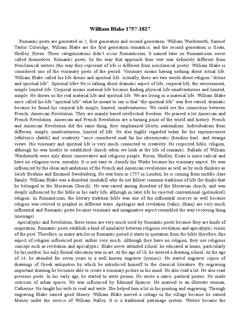 William Blake | PDF | Romanticism | William Blake
