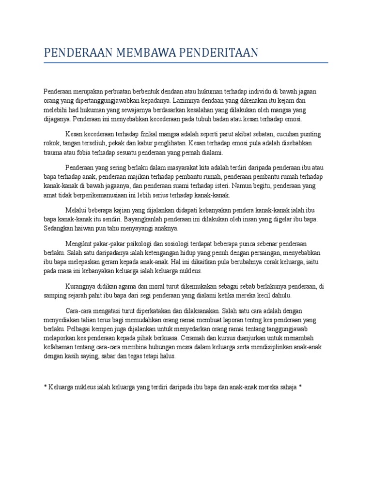 Penderaan Membawa Penderitaan | PDF