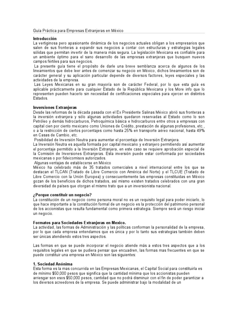 Empresas Extranjeras en México | PDF