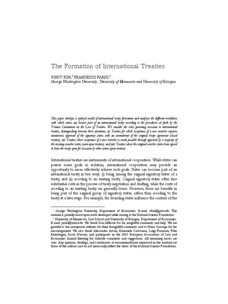The Formation of International Treaty | PDF | Treaty | World Trade ...