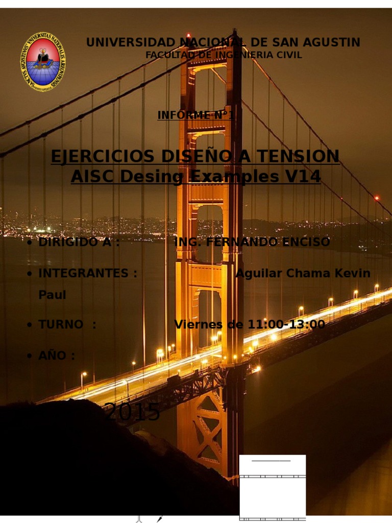 Ejercicios Diseño A Tension Aisc Desing Examples v14 | PDF | Ingeniería ...