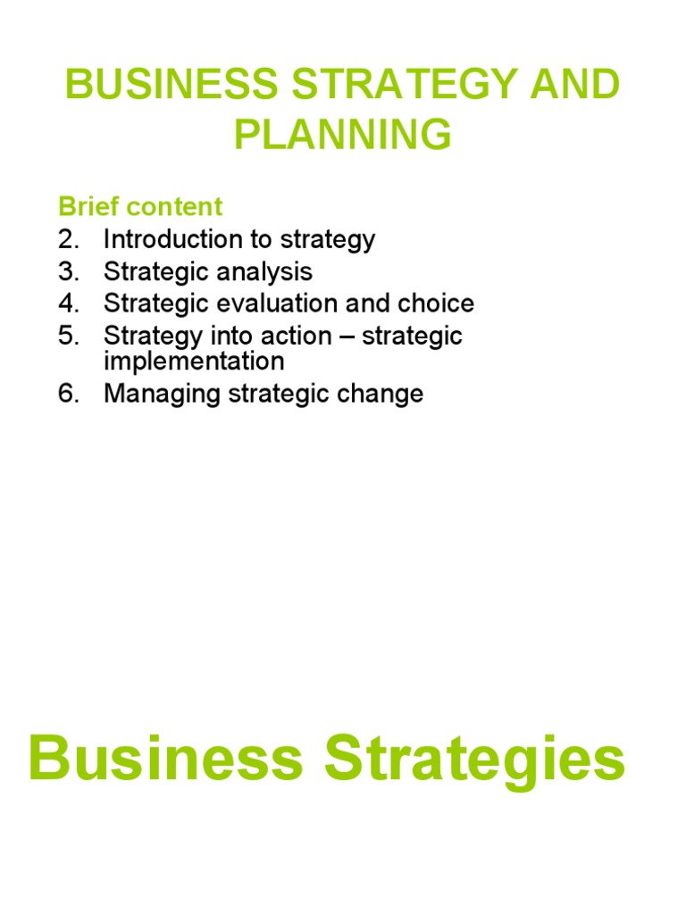 Business Strategy and Planning | PDF | Strategic Management ...