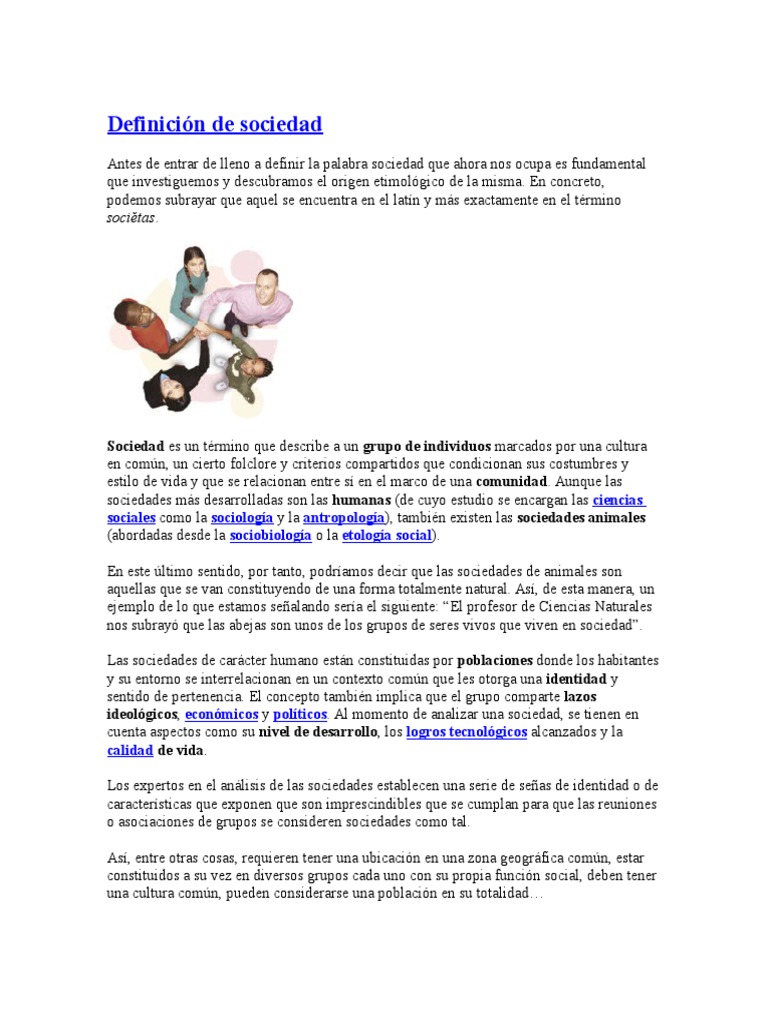 Definición de Sociedad | PDF | Sociedad | Science