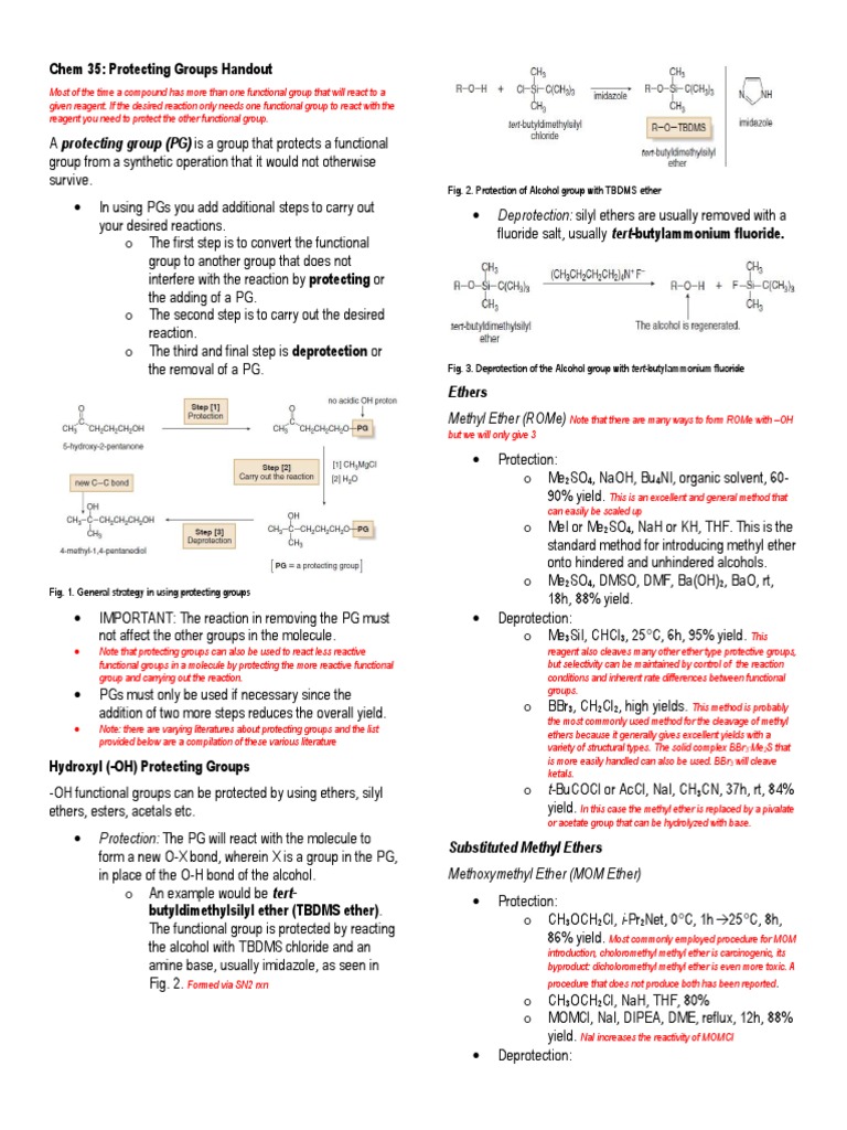 Protecting Group Handout | PDF | Amine | Ether