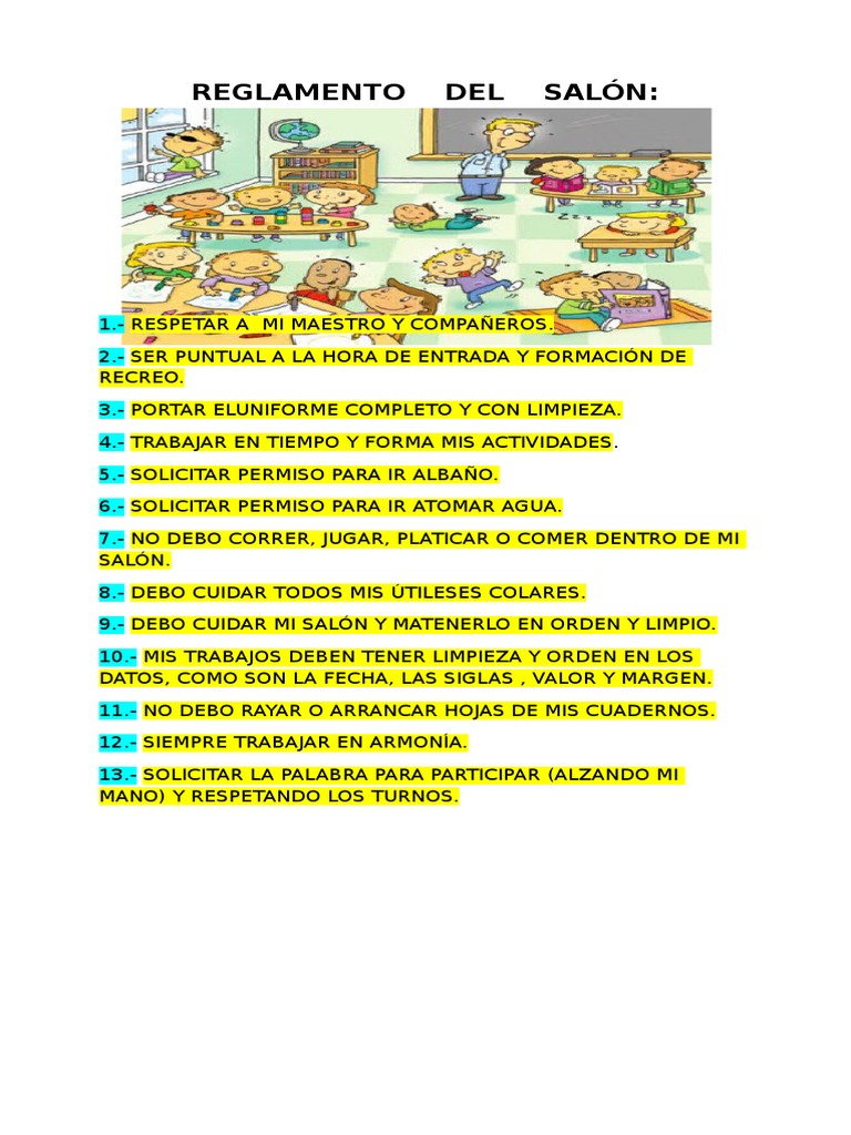 Reglamento Del Salón | PDF