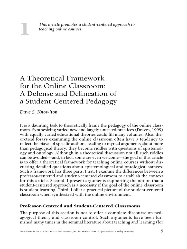Theoretical Framework For Online Classroomt | PDF | Educational ...