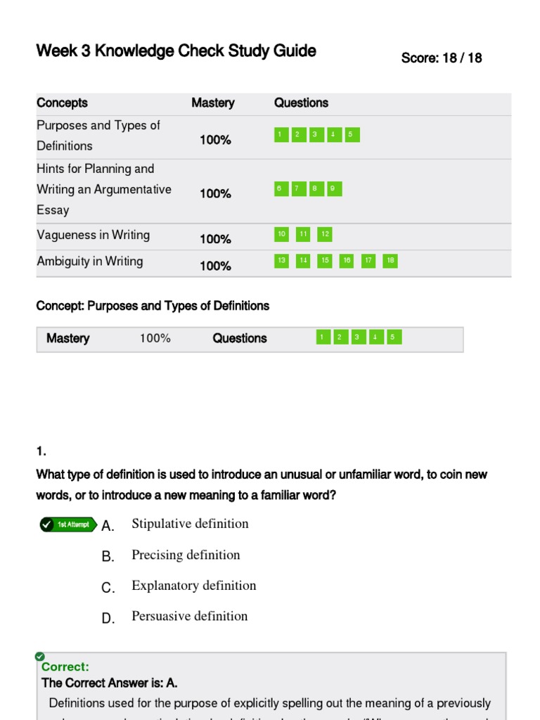 Week 3 Knowledge Check Study Guide | PDF | Definition | Ambiguity