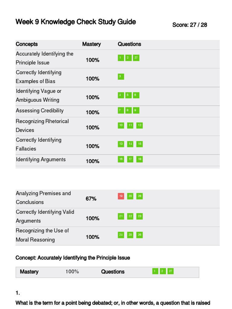Week 9 Knowledge Check Study Guide | PDF | Validity | Argument
