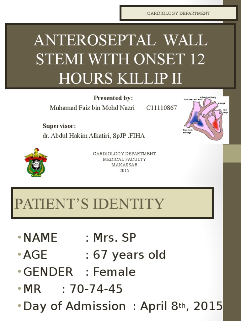 Anteroseptal Wall Stemi With Onset 12 Hours Killip Ii: Presented by ...