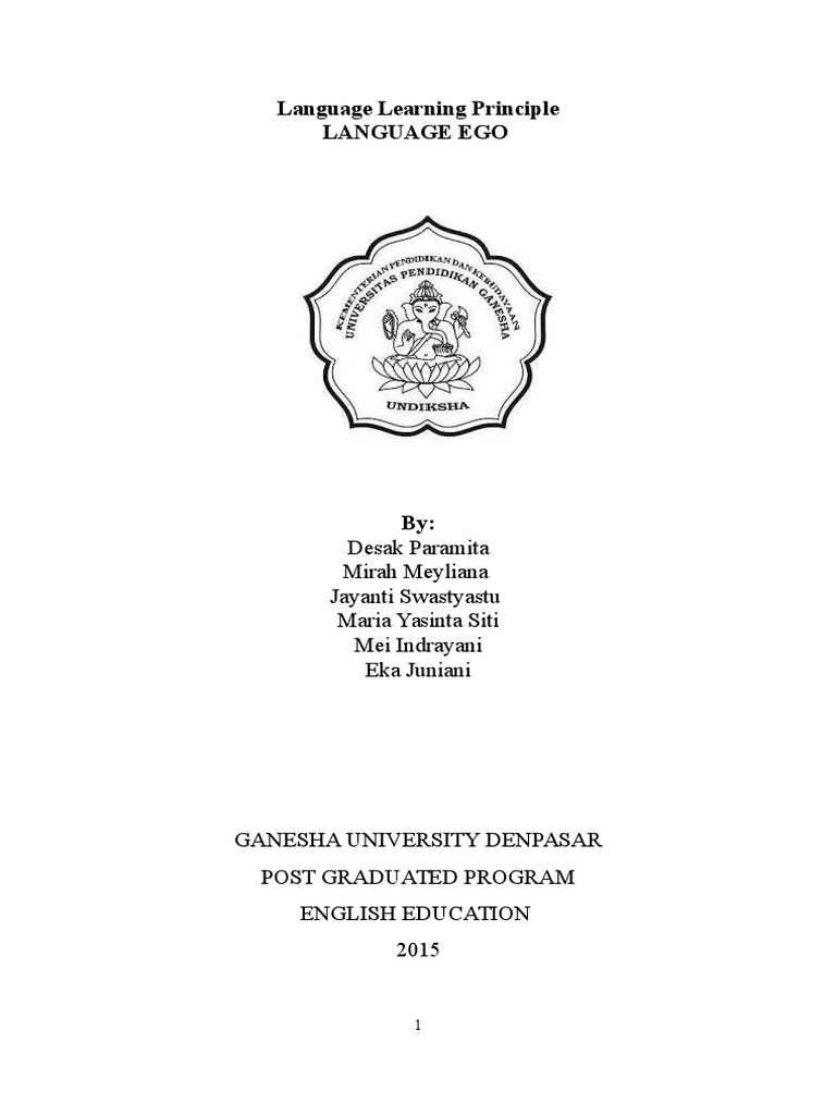Language Learning Principle Language Ego | PDF | Second Language ...