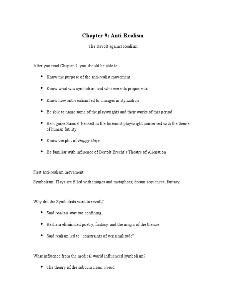 Chapter 9: Anti-Realism | PDF | Symbolism (Arts) | Theatre
