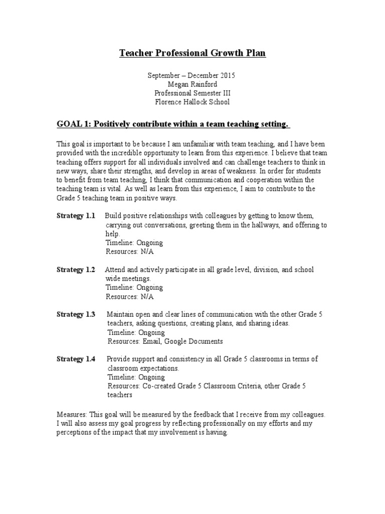 Teacher Professional Growth Plan 2015 | PDF | Educational Psychology ...