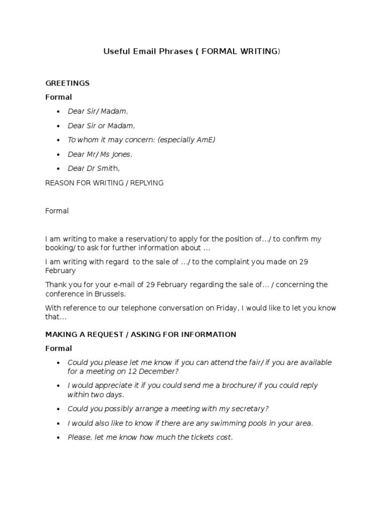 Useful Email Phrases | PDF