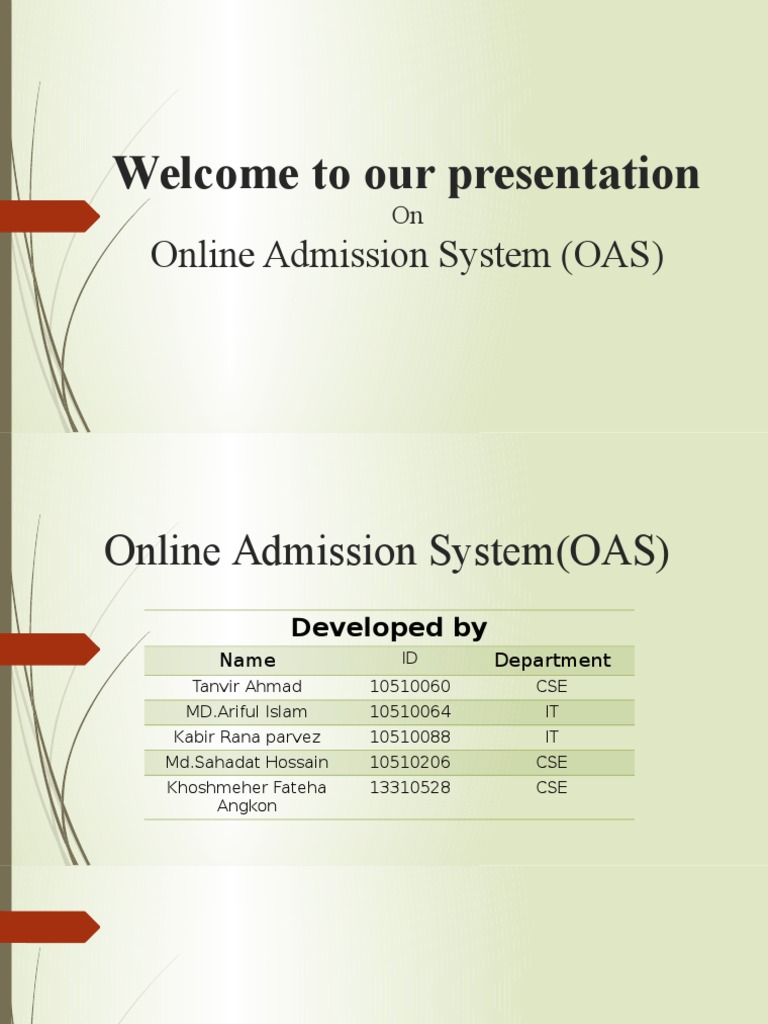 Online Admission System Overview | PDF | Computing | Software
