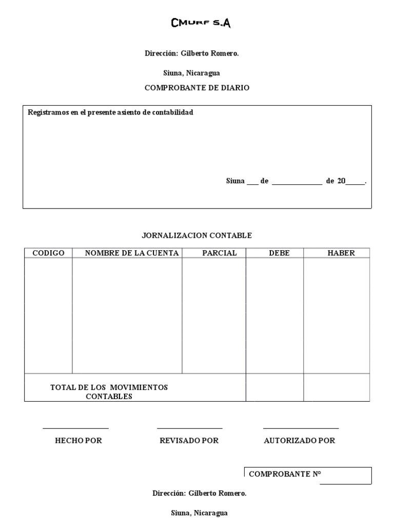 Ejemplos de Comprobantes Contables | PDF