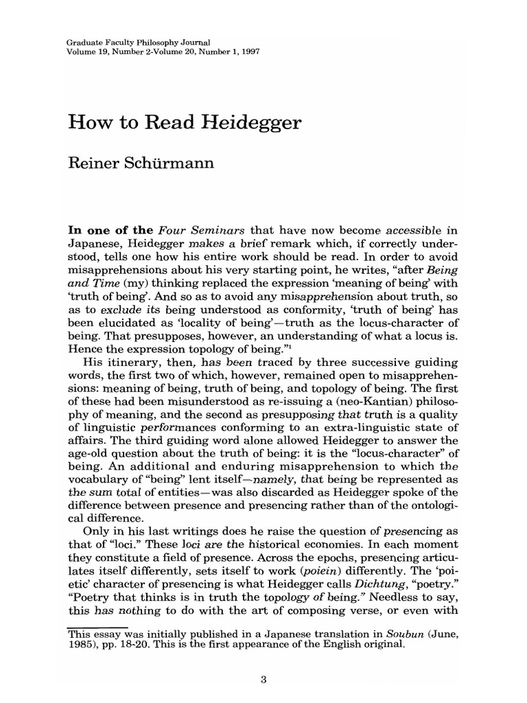 How To Read Heidegger | PDF | Martin Heidegger | Being And Time
