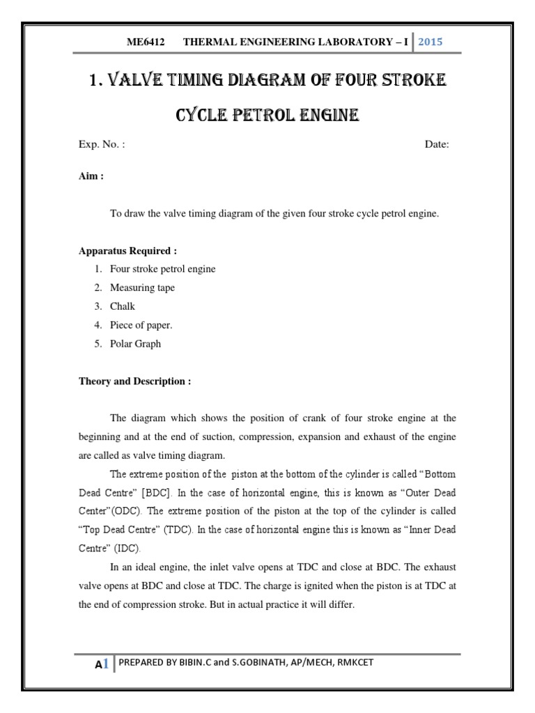 Valve Timing Diagram of Four Stroke Cycle Petrol Engine | PDF ...