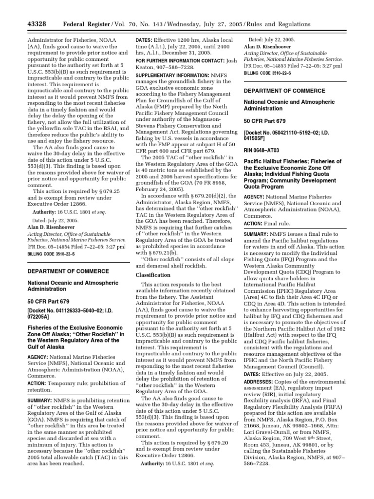 Rule: Fishery Conservation and Management: Alaska Fisheries of ...