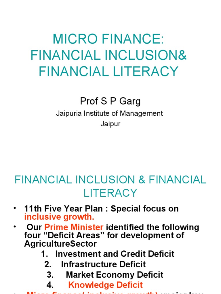 Micro Finance and Financial Inclusion | PDF | Activism | Microfinance