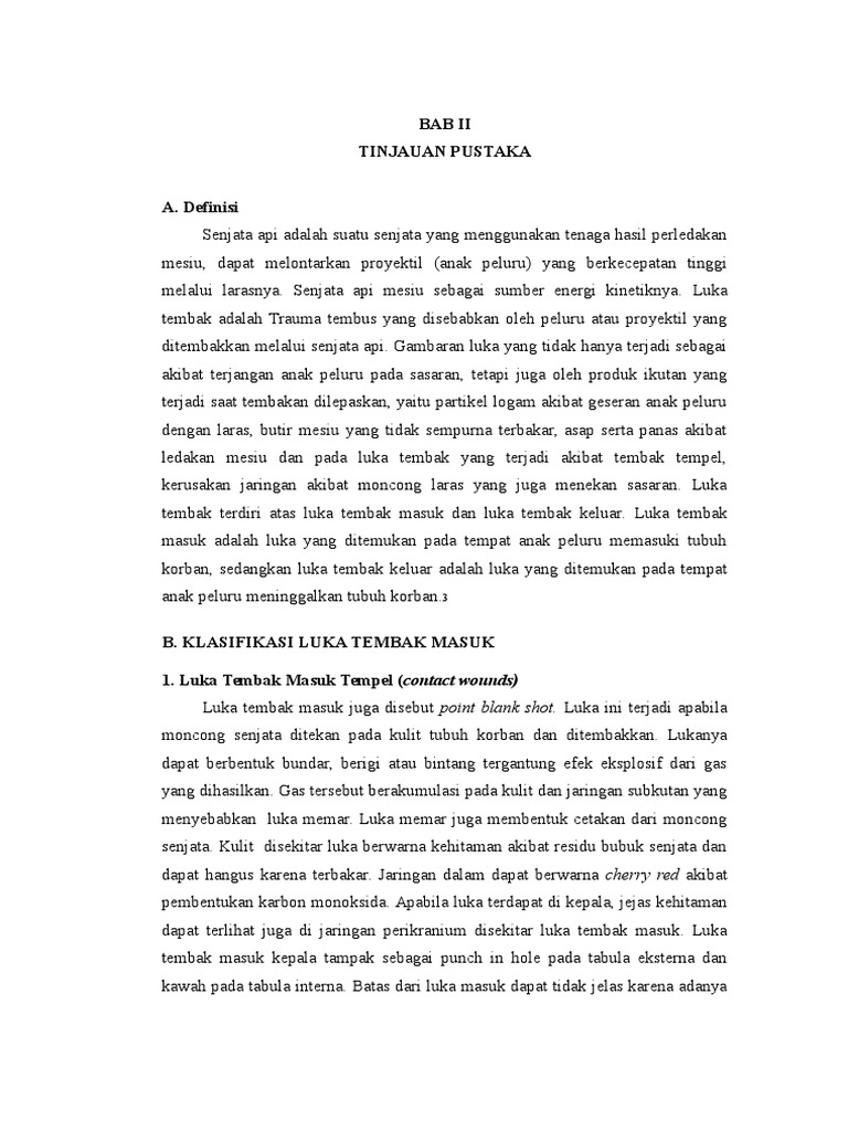 Definisi Dan Klasifikasi Luka Tembak | PDF
