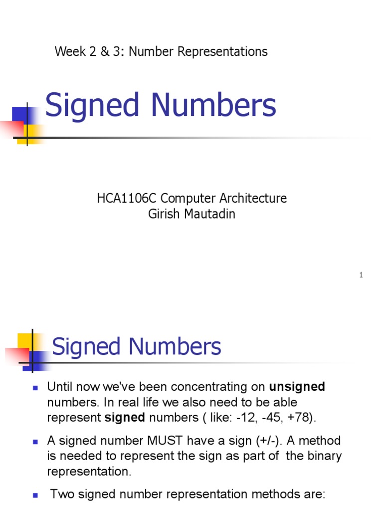 Computer Architecture Number Representations | Download Free PDF ...