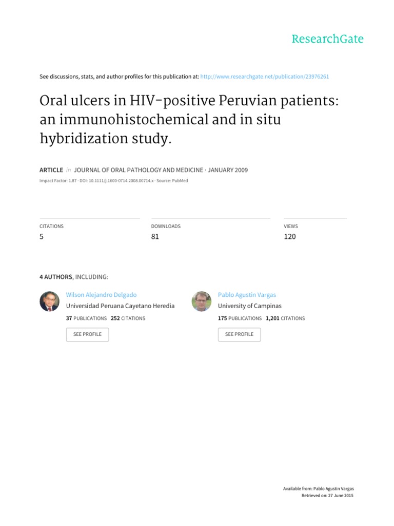 Oral Ulcers in HIV-positive Peruvian Patients: An Immunohistochemical ...