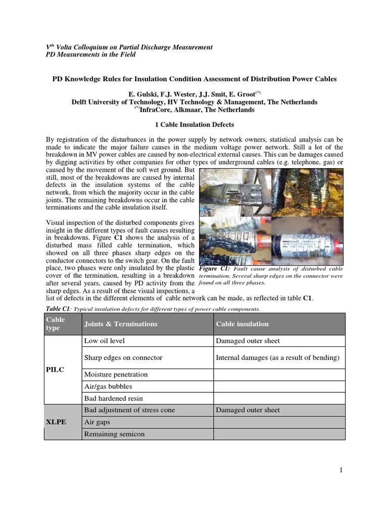 PD Knowledge Rules For Insulation Condition Assessment of Power Cables ...