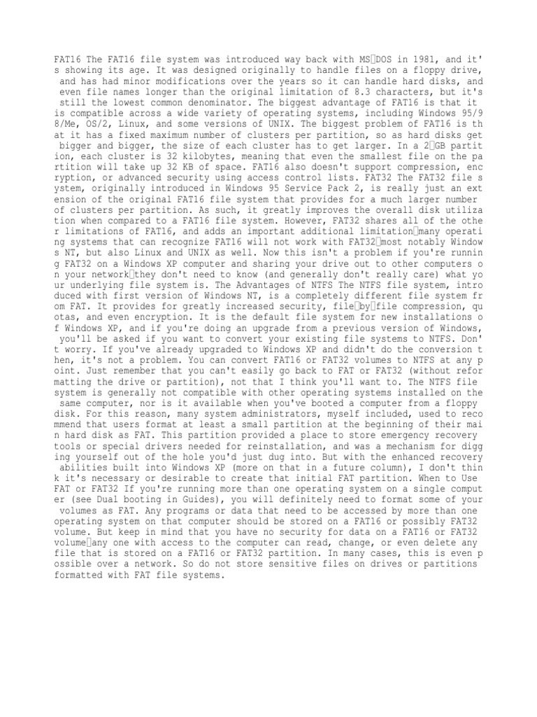 FAT16 The FAT16 File System Was Introduced | PDF | Windows Registry ...