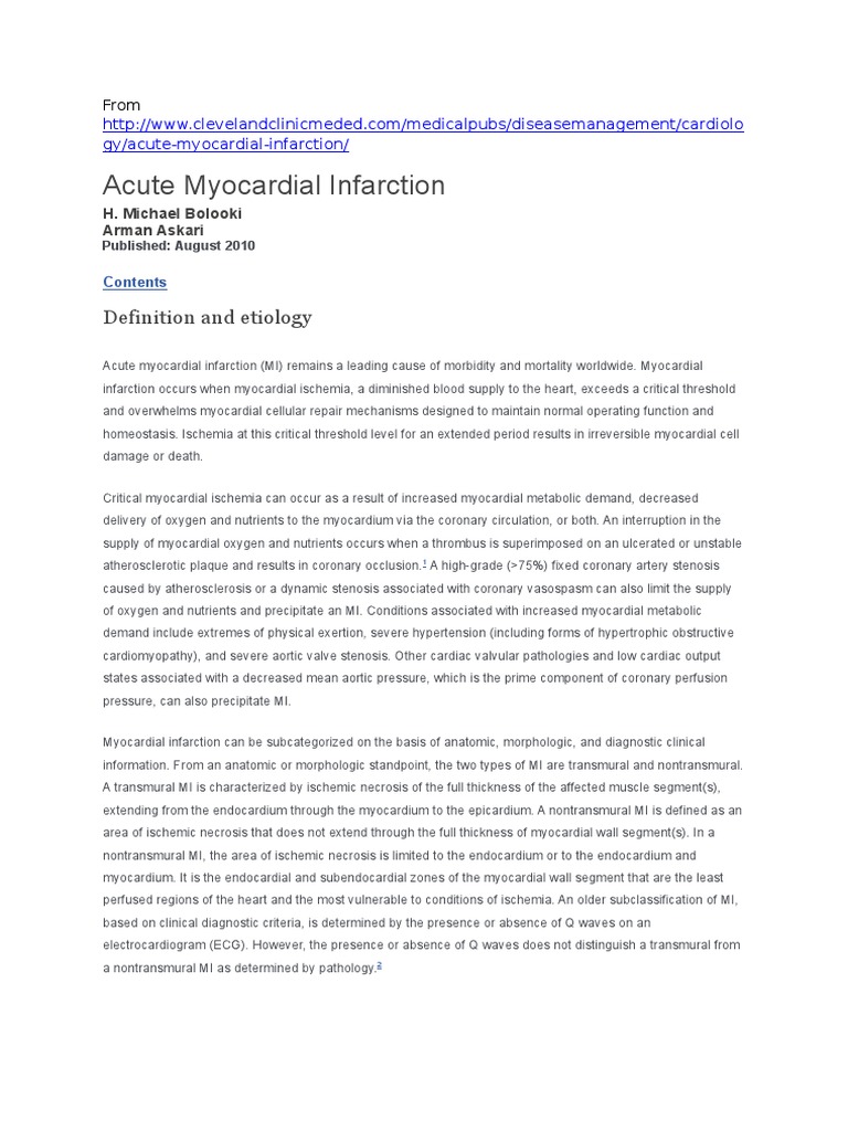Myocardial Infarction | PDF | Percutaneous Coronary Intervention ...