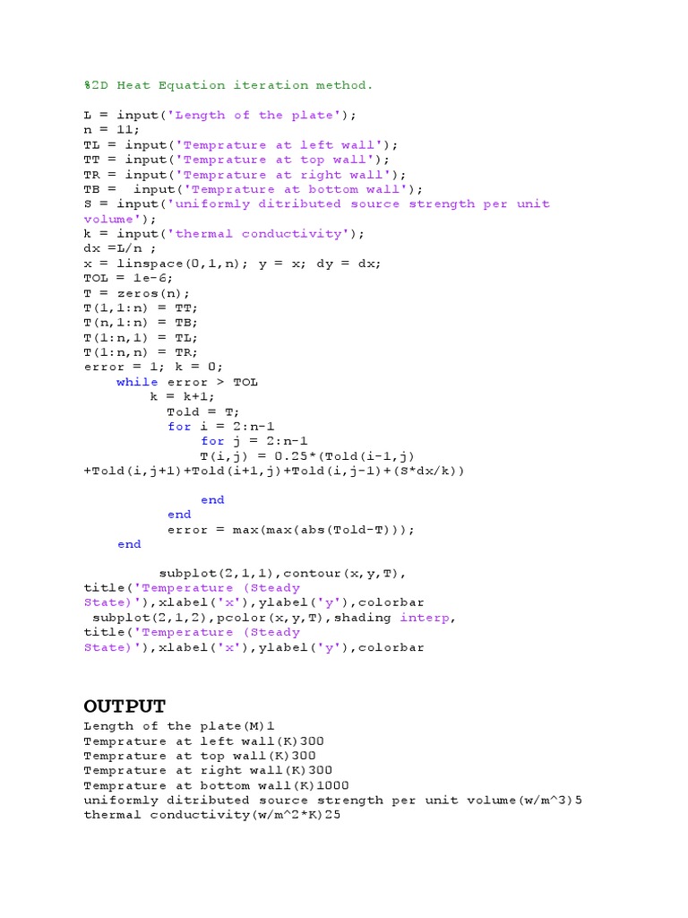 2D Heat Equation Iteration Method | PDF