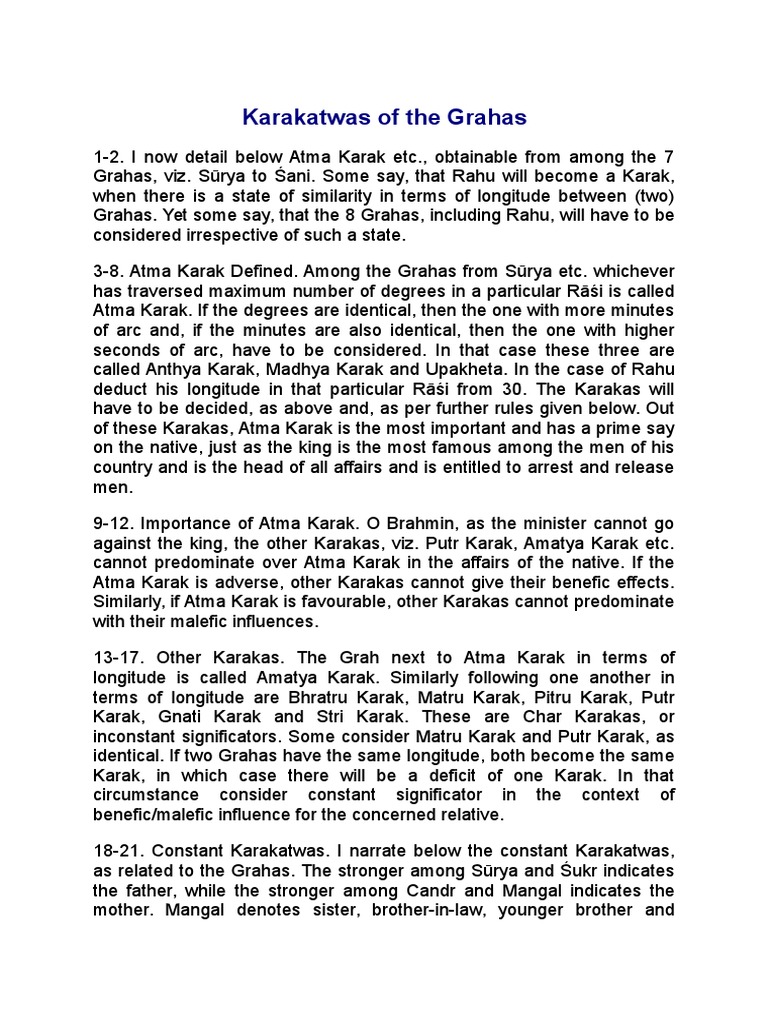 Karakatwas of The Grahas | PDF
