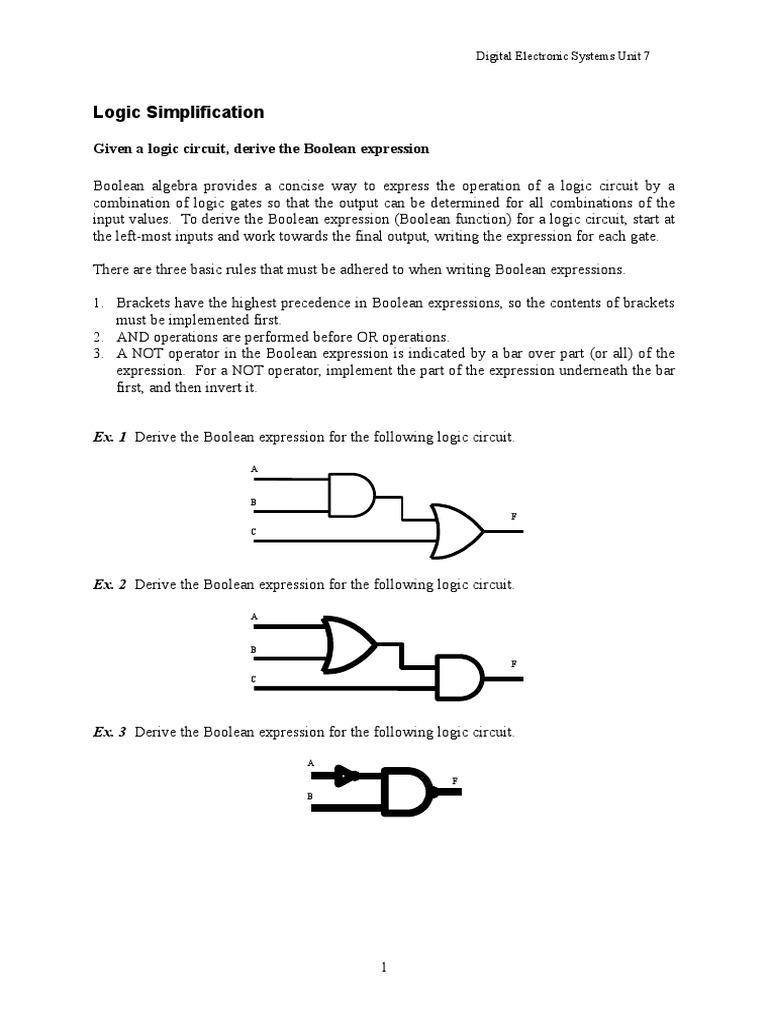 Unit 7 - Logic Simplification | Download Free PDF | Boolean Algebra ...